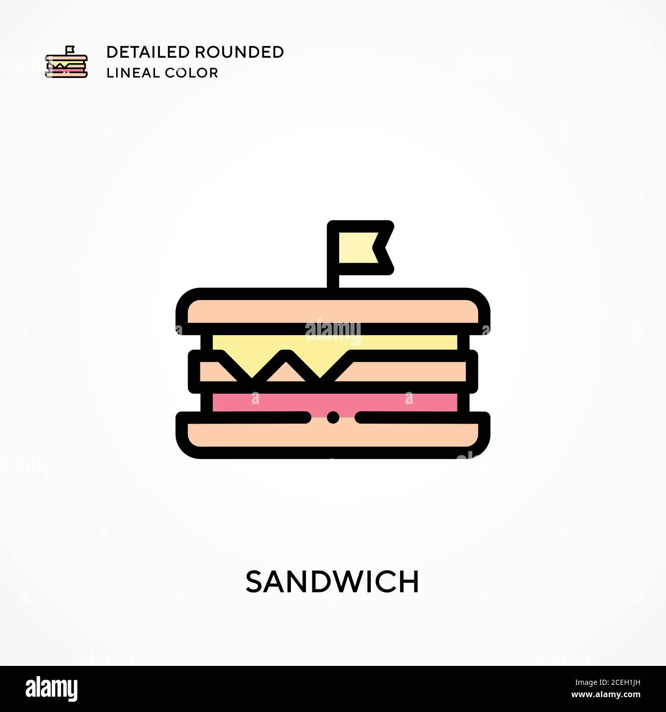 Sandwich detailed rounded lineal color. Modern vector illustration ...