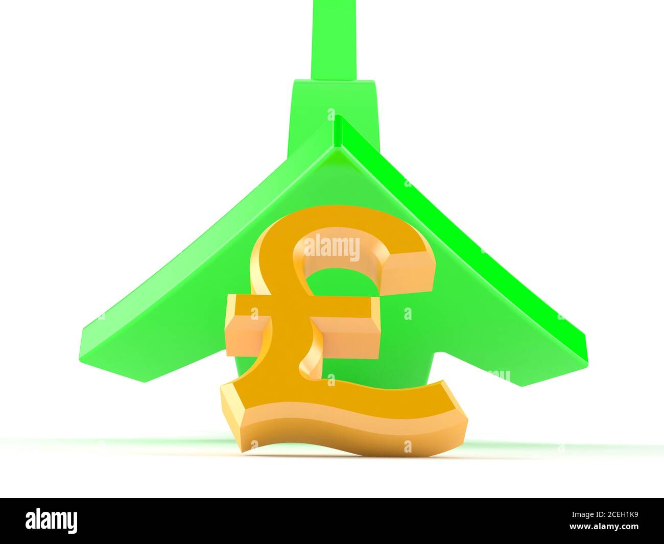Pound currency symbol with green arrow going up concept Stock Photo - Alamy