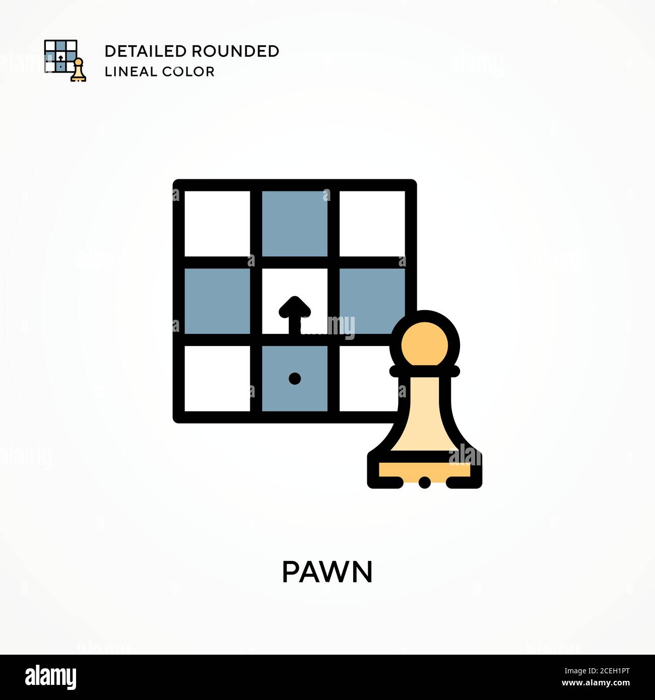 Pawn detailed rounded lineal color. Modern vector illustration concepts ...