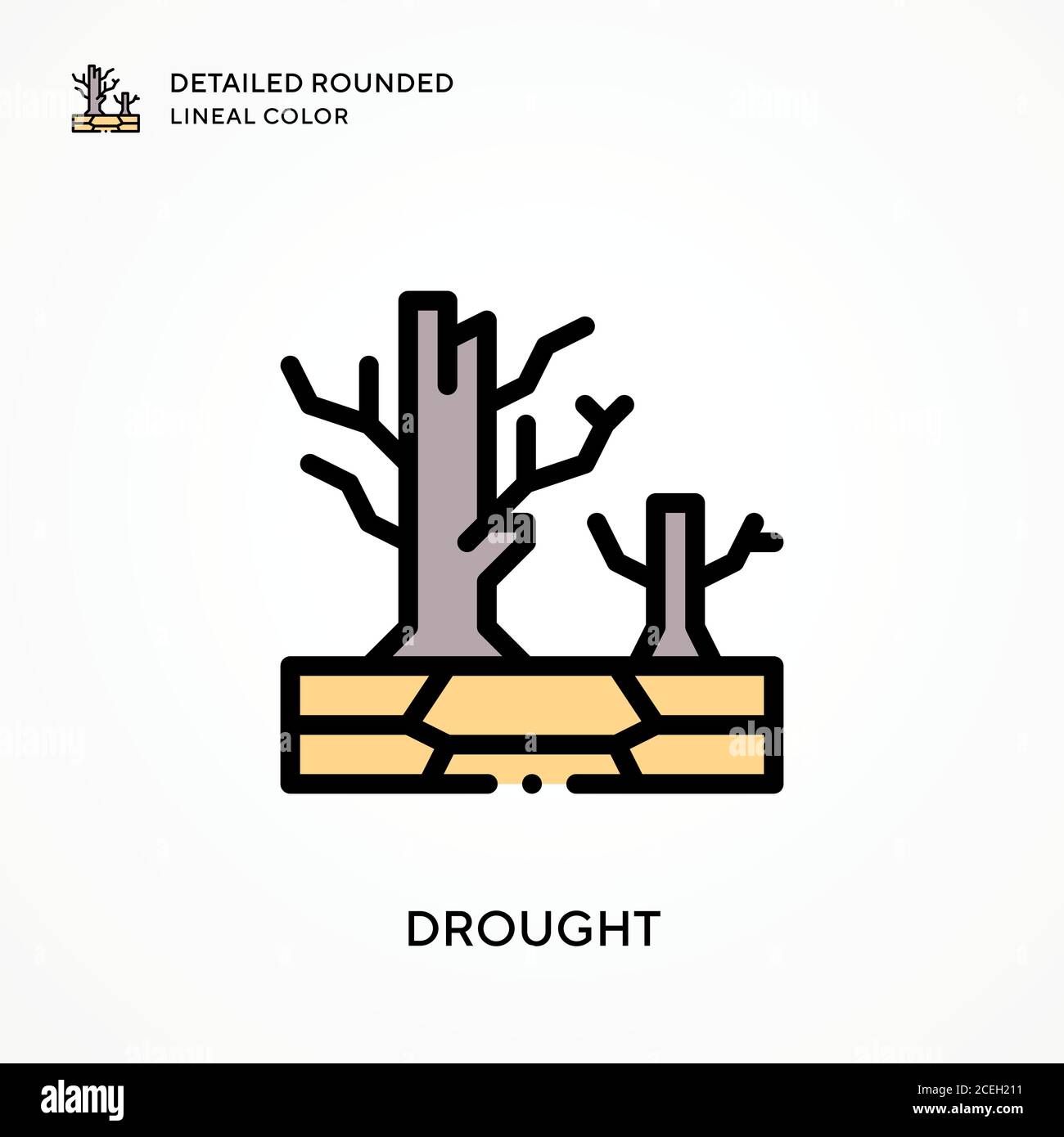 Drought detailed rounded lineal color. Modern vector illustration concepts. Easy to edit and ...