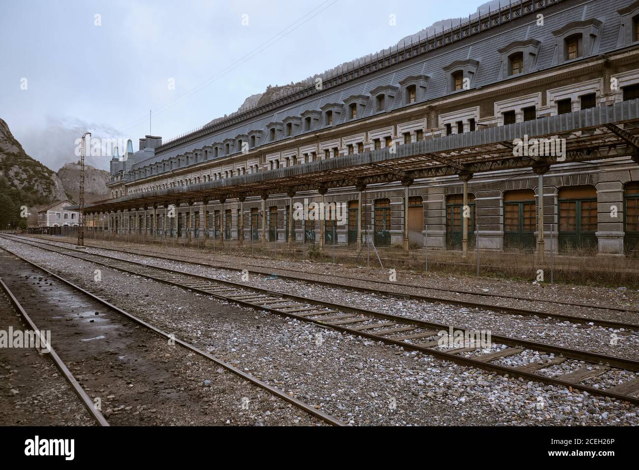 Beautiful building on railroad station Stock Photo - Alamy