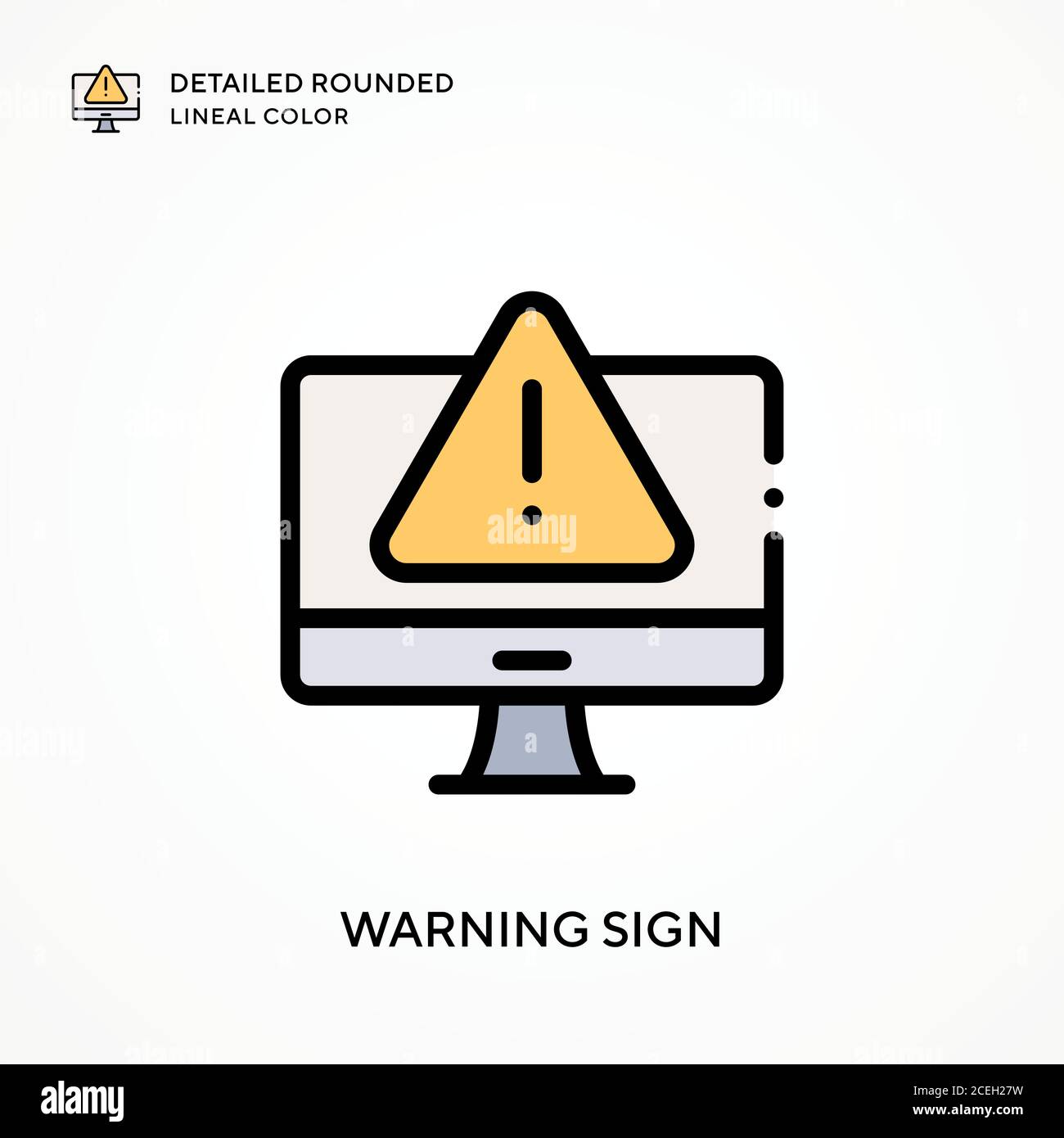 Warning sign detailed rounded lineal color. Modern vector illustration ...