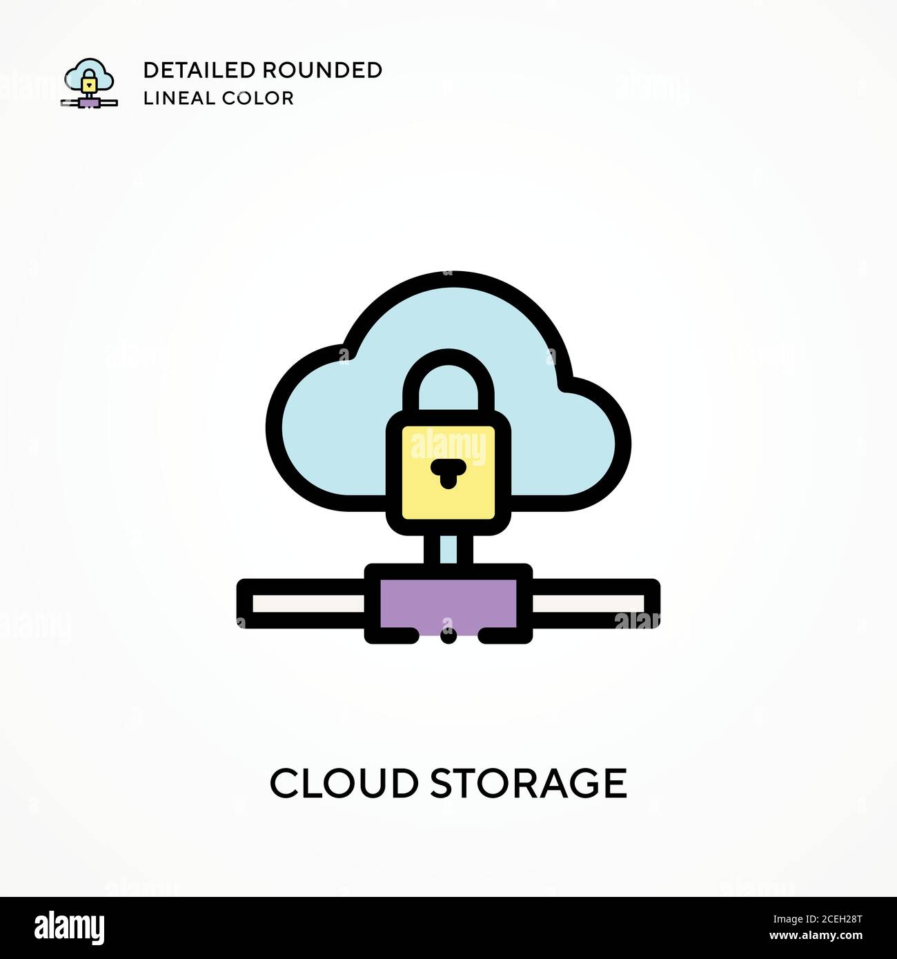 Cloud storage detailed rounded lineal color. Modern vector illustration ...