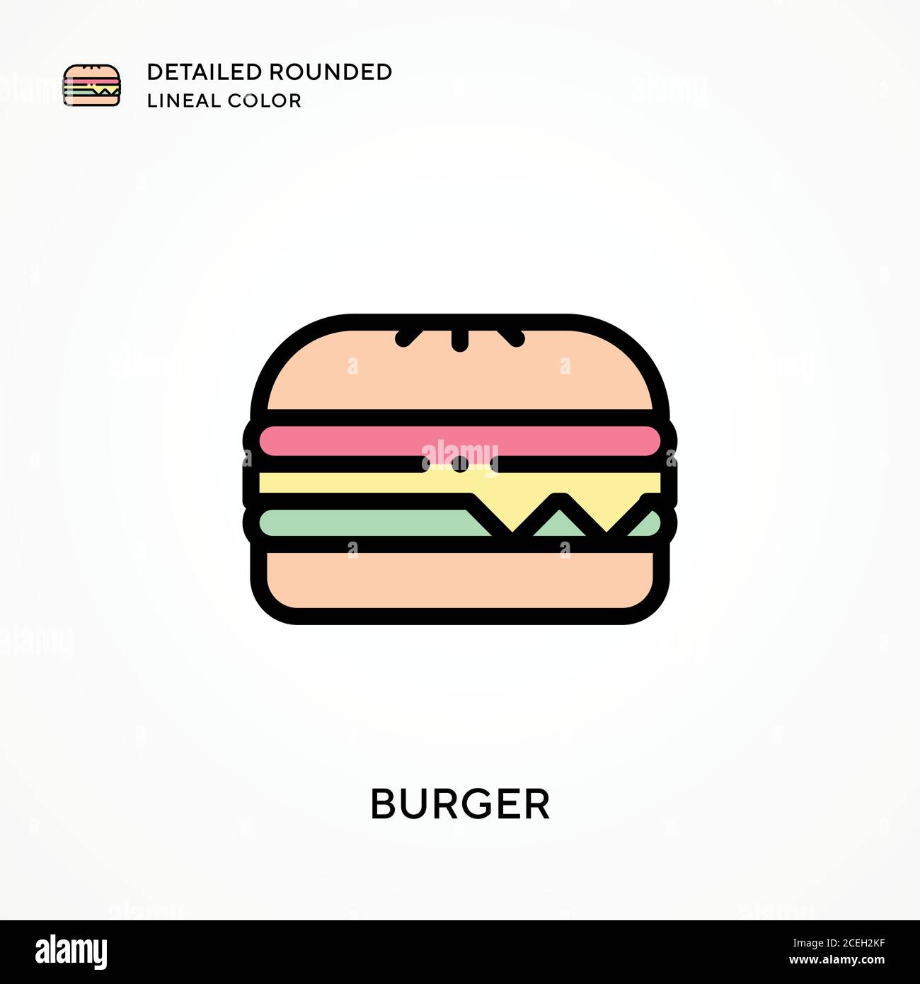 Burger detailed rounded lineal color. Modern vector illustration ...
