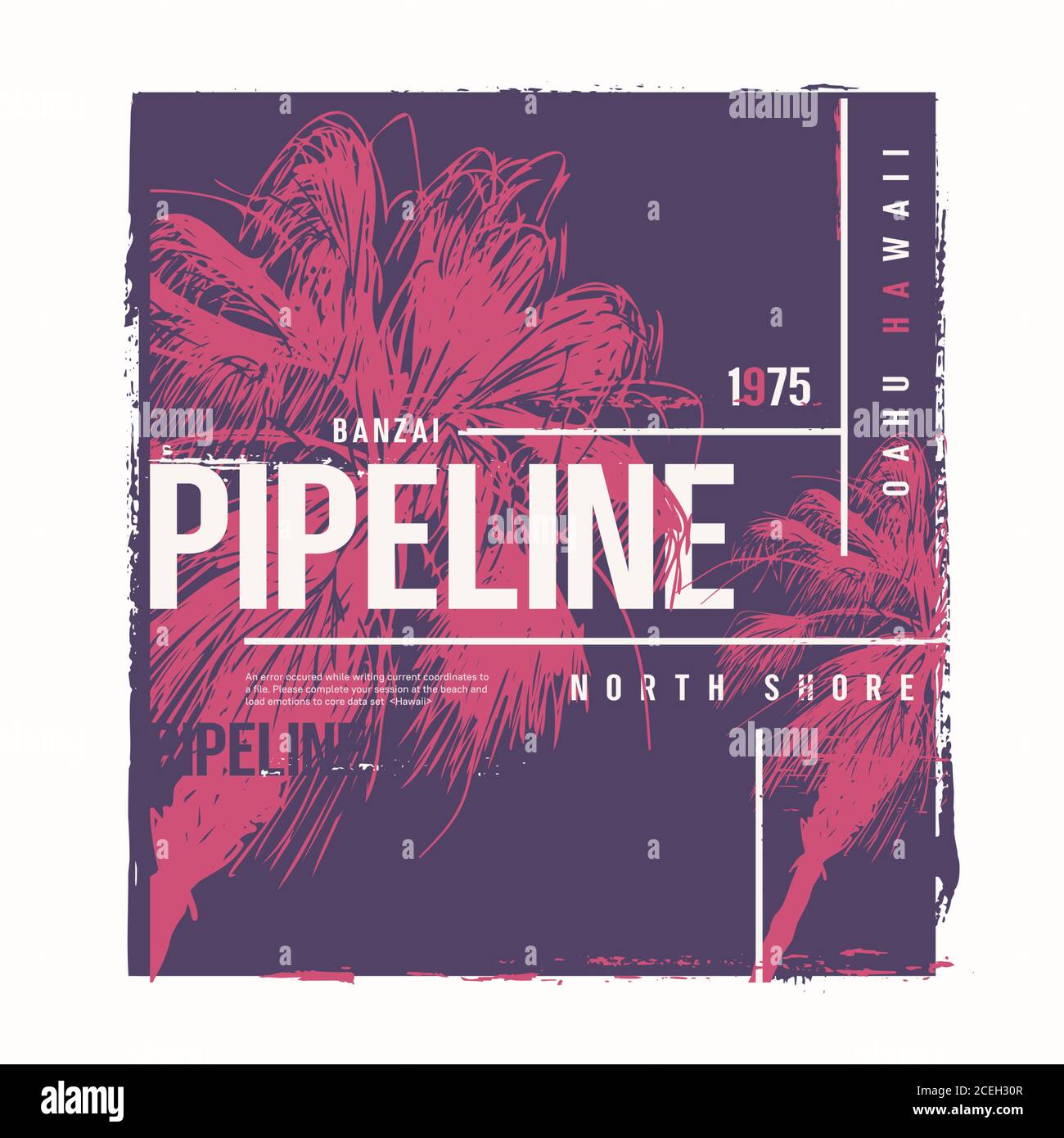 Pipeline Hawaii vector graphic t-shirt design, poster, print Stock ...