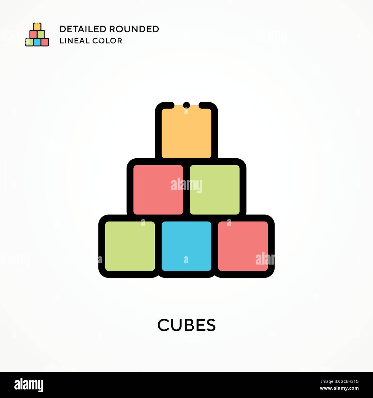Cubes detailed rounded lineal color. Modern vector illustration ...