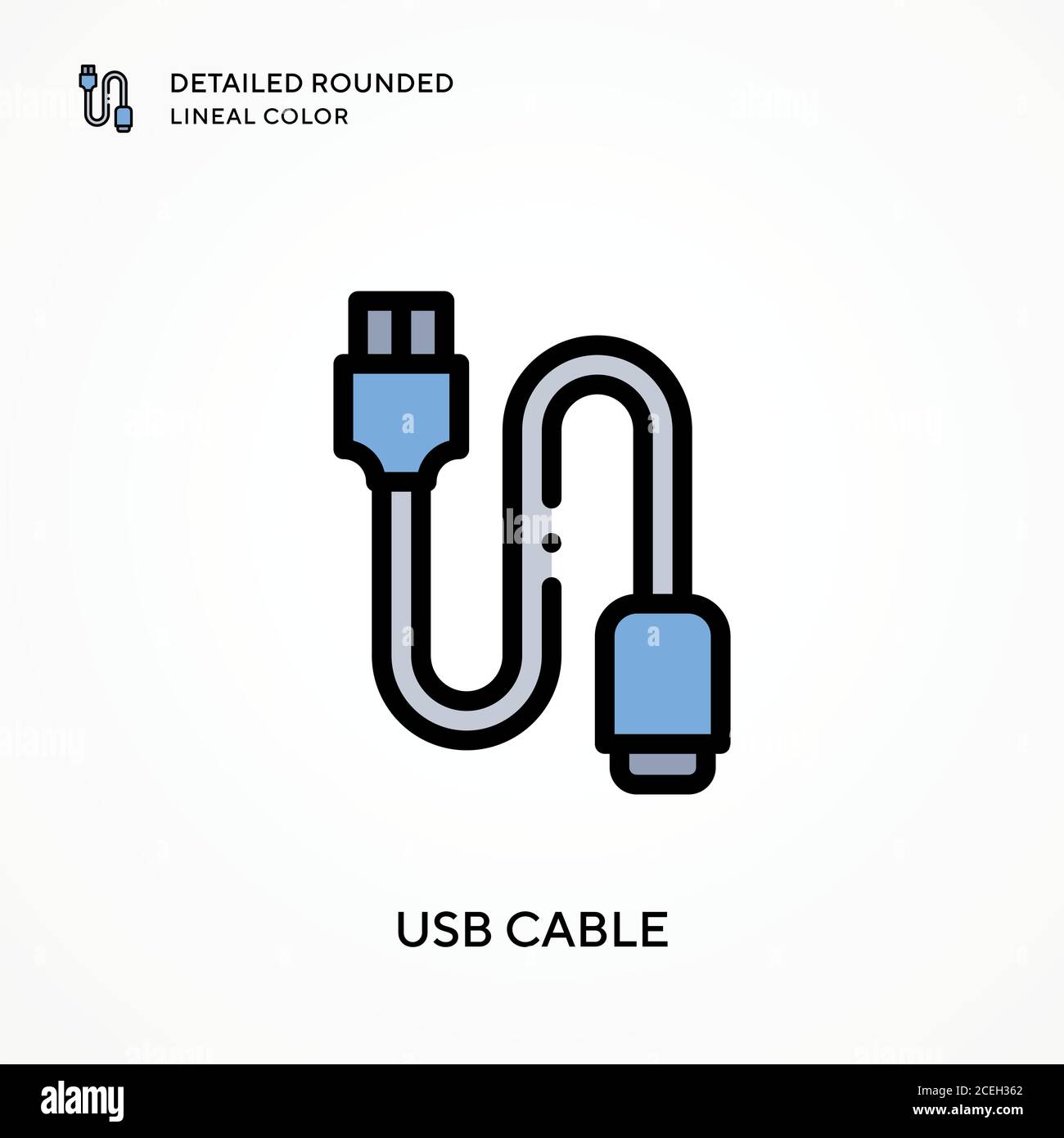 Usb cable detailed rounded lineal color. Modern vector illustration concepts. Easy to edit and ...