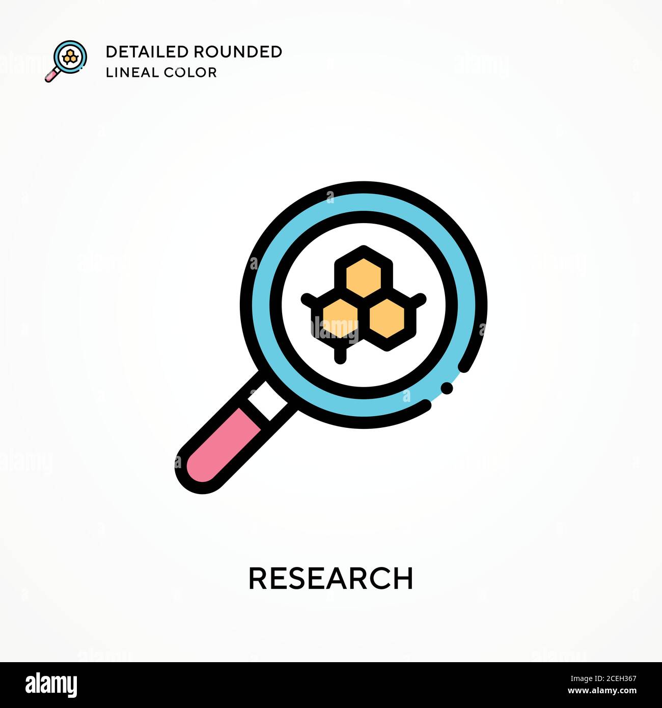Research detailed rounded lineal color. Modern vector illustration ...
