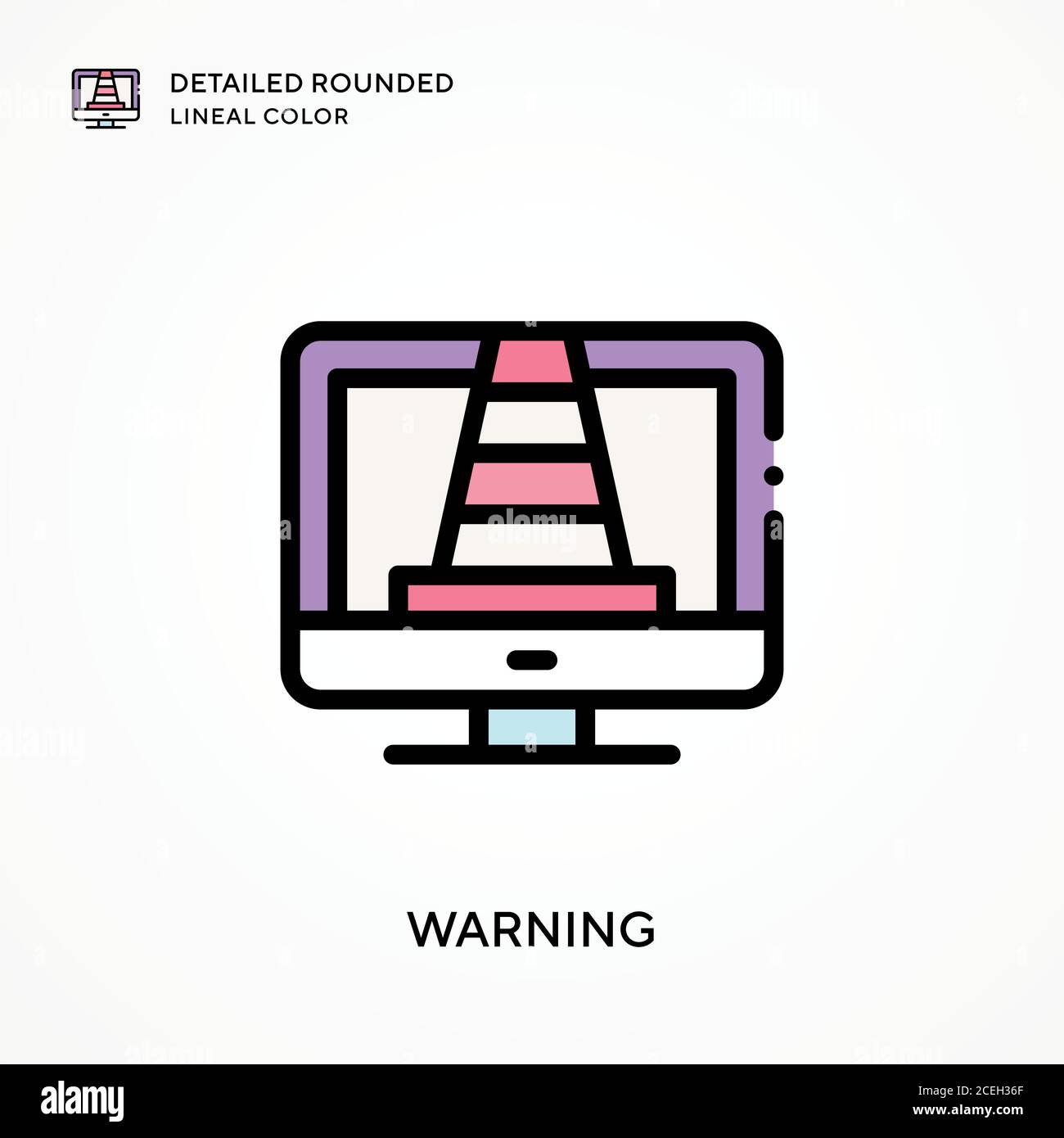 Warning detailed rounded lineal color. Modern vector illustration ...