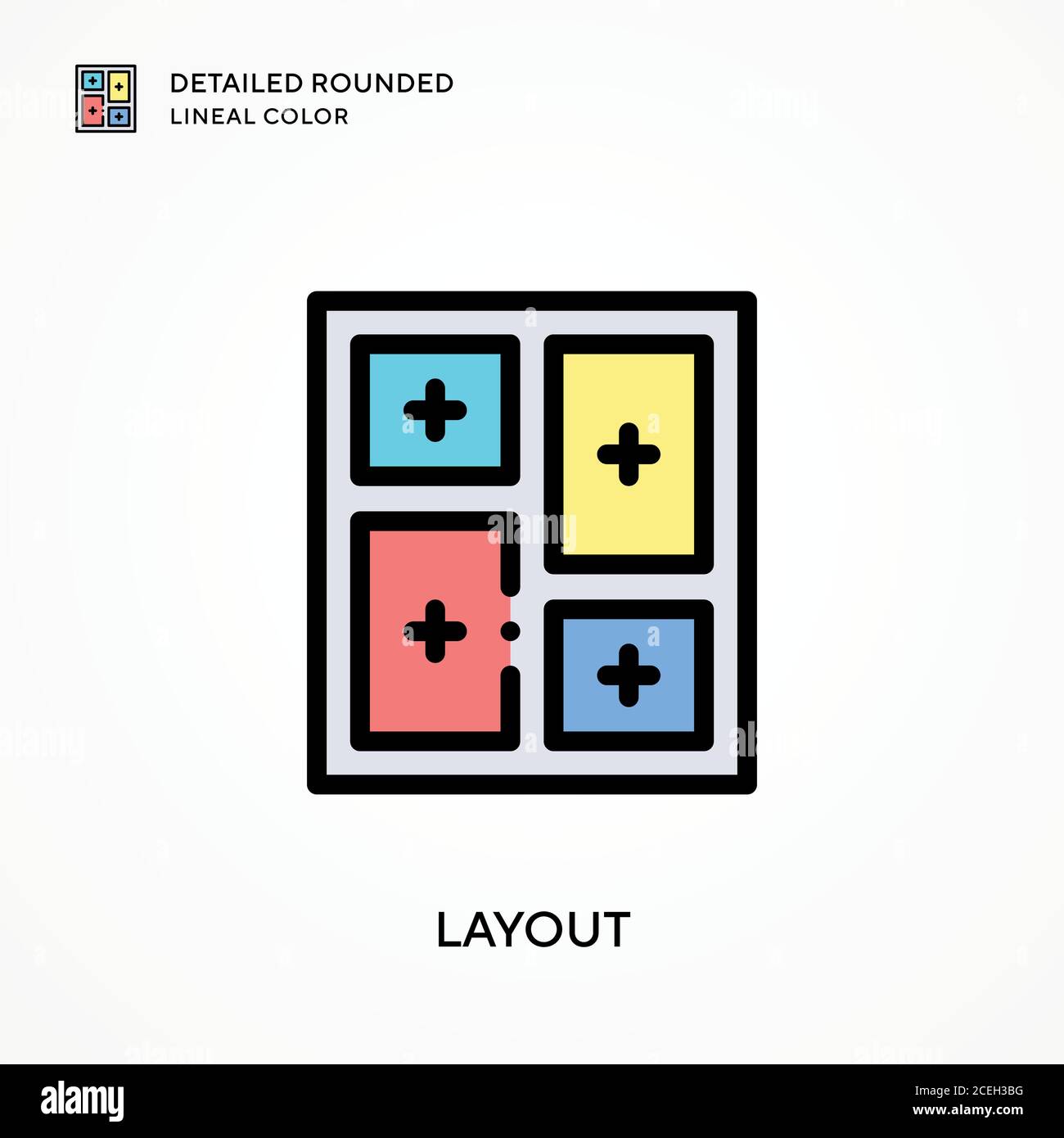 Layout detailed rounded lineal color. Modern vector illustration ...