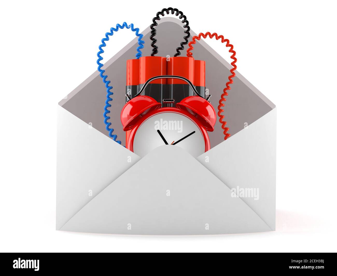Time bomb inside envelope isolated on white background Stock Photo - Alamy