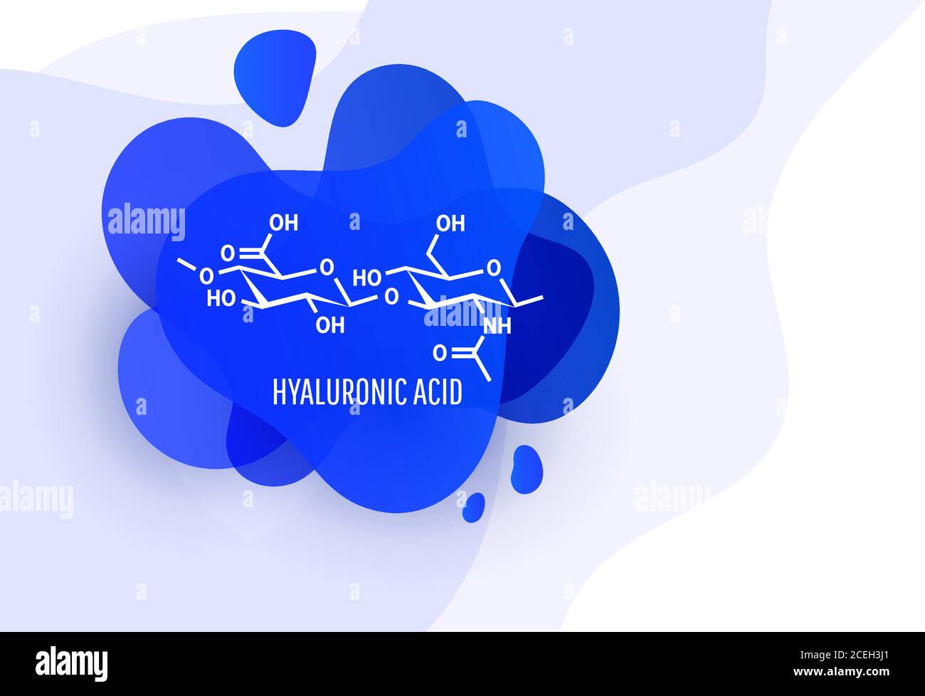 Molecular structure of hyaluronic acid with liquid fluid shapes on ...