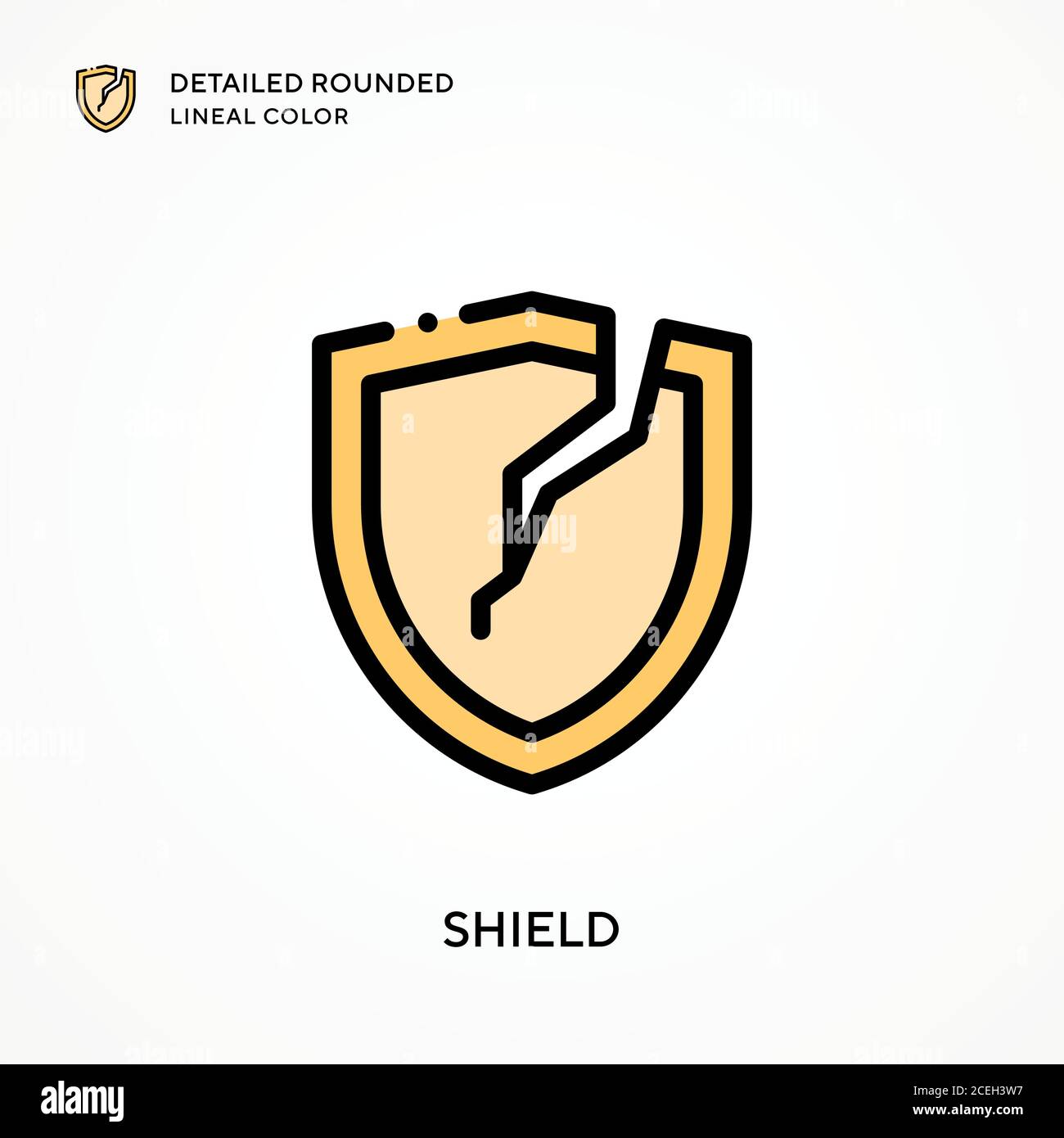 Shield detailed rounded lineal color. Modern vector illustration ...