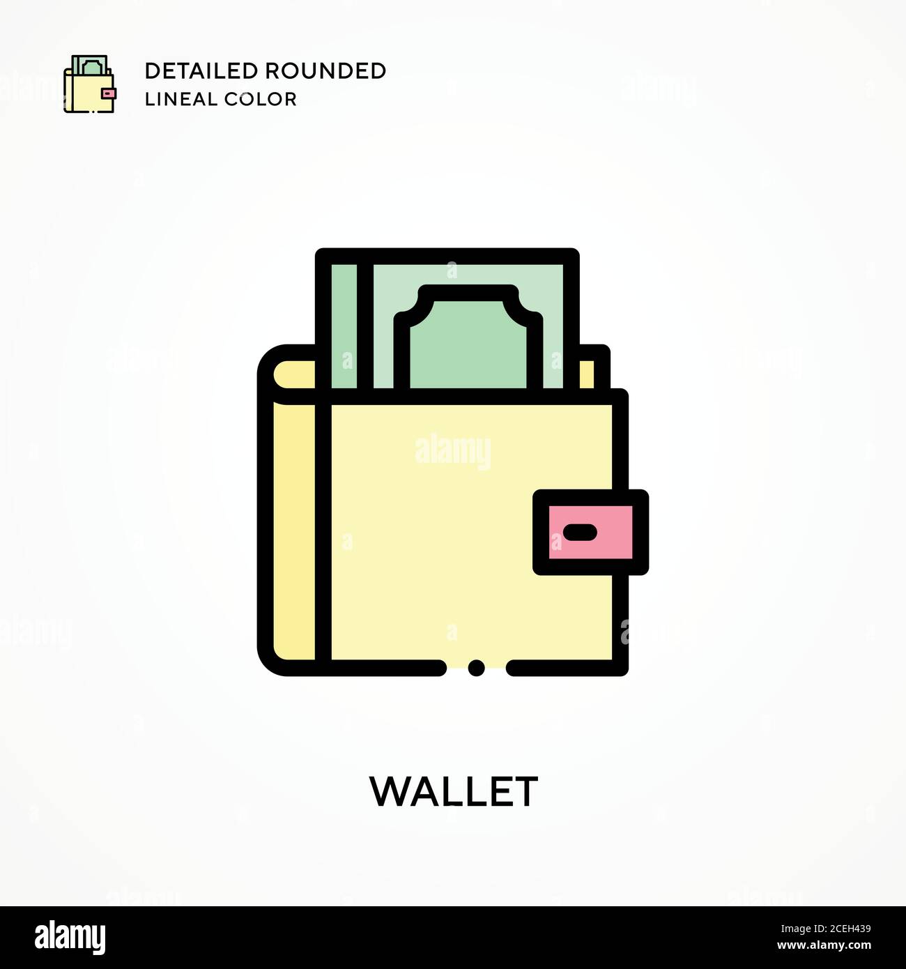 Wallet detailed rounded lineal color. Modern vector illustration ...