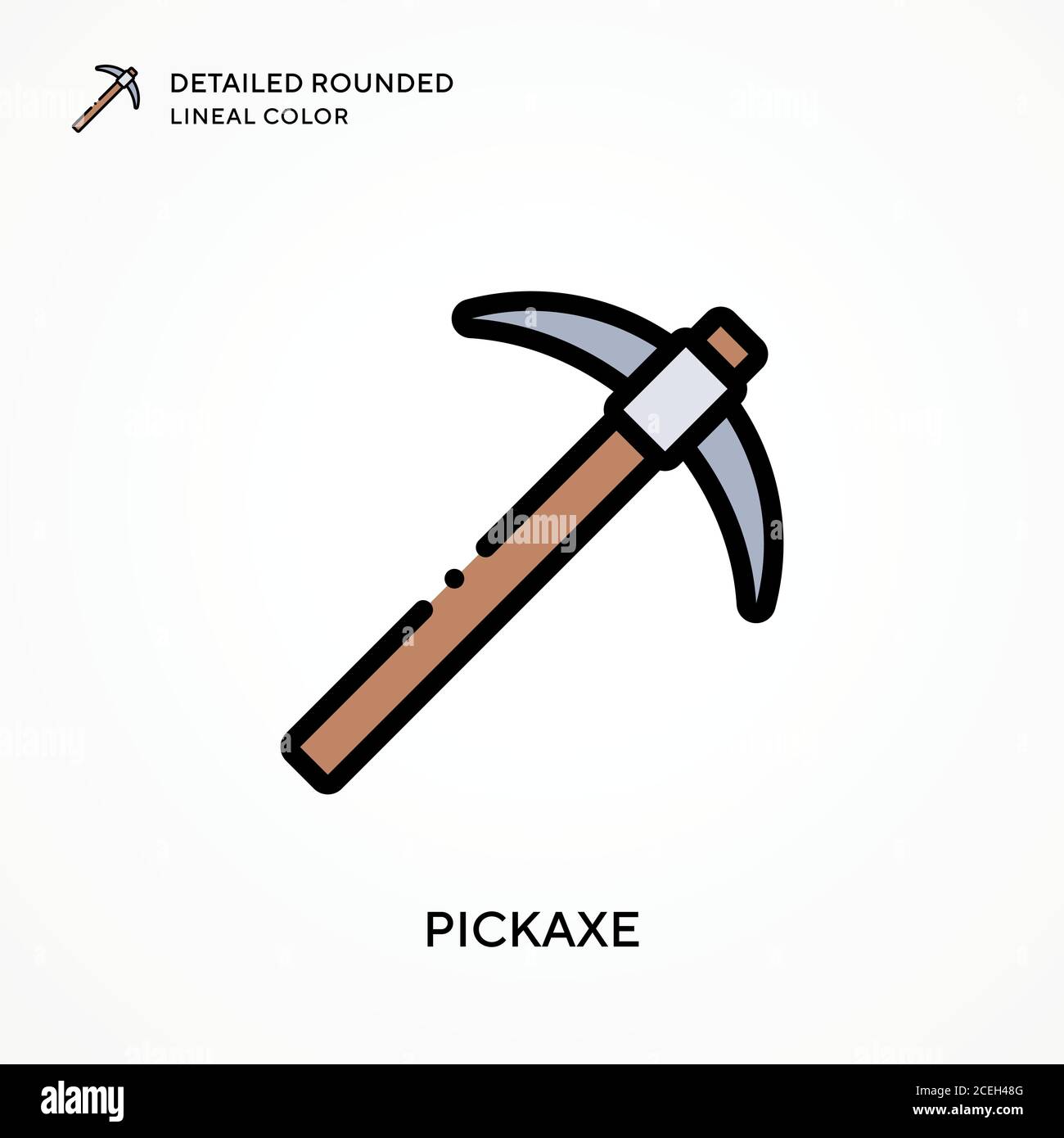 Pickaxe detailed rounded lineal color. Modern vector illustration ...
