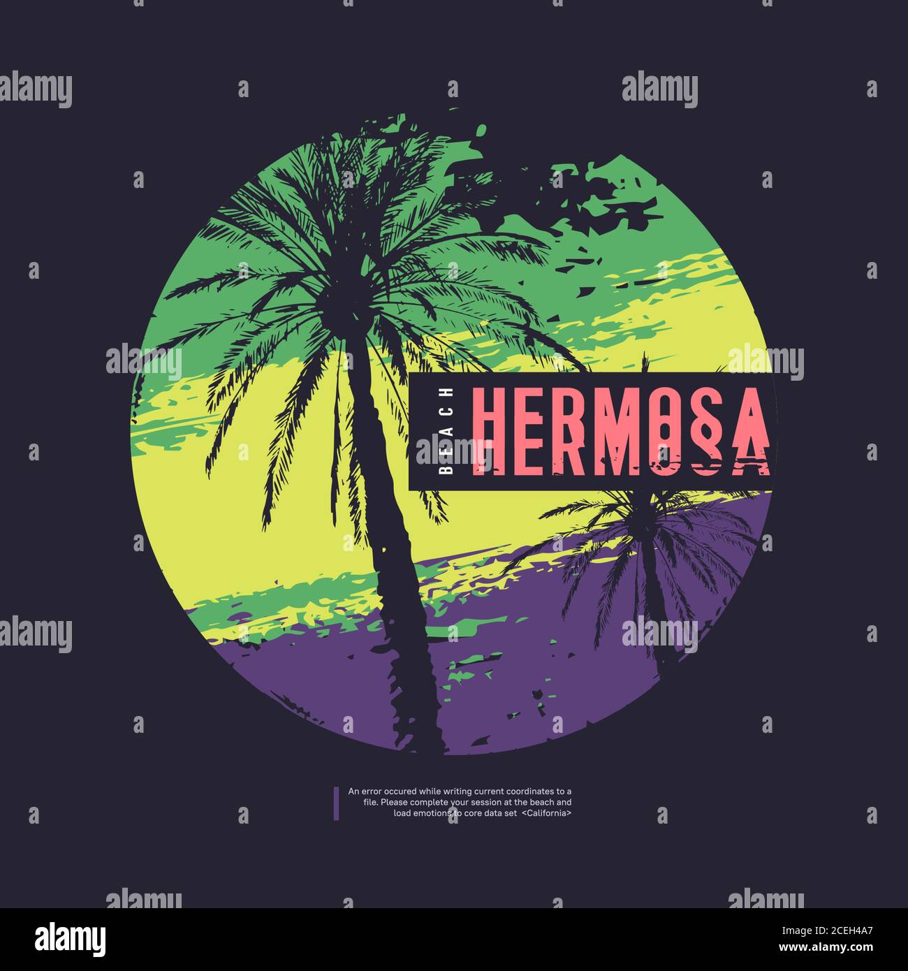 Hermosa California vector graphic t-shirt design, poster, print Stock ...