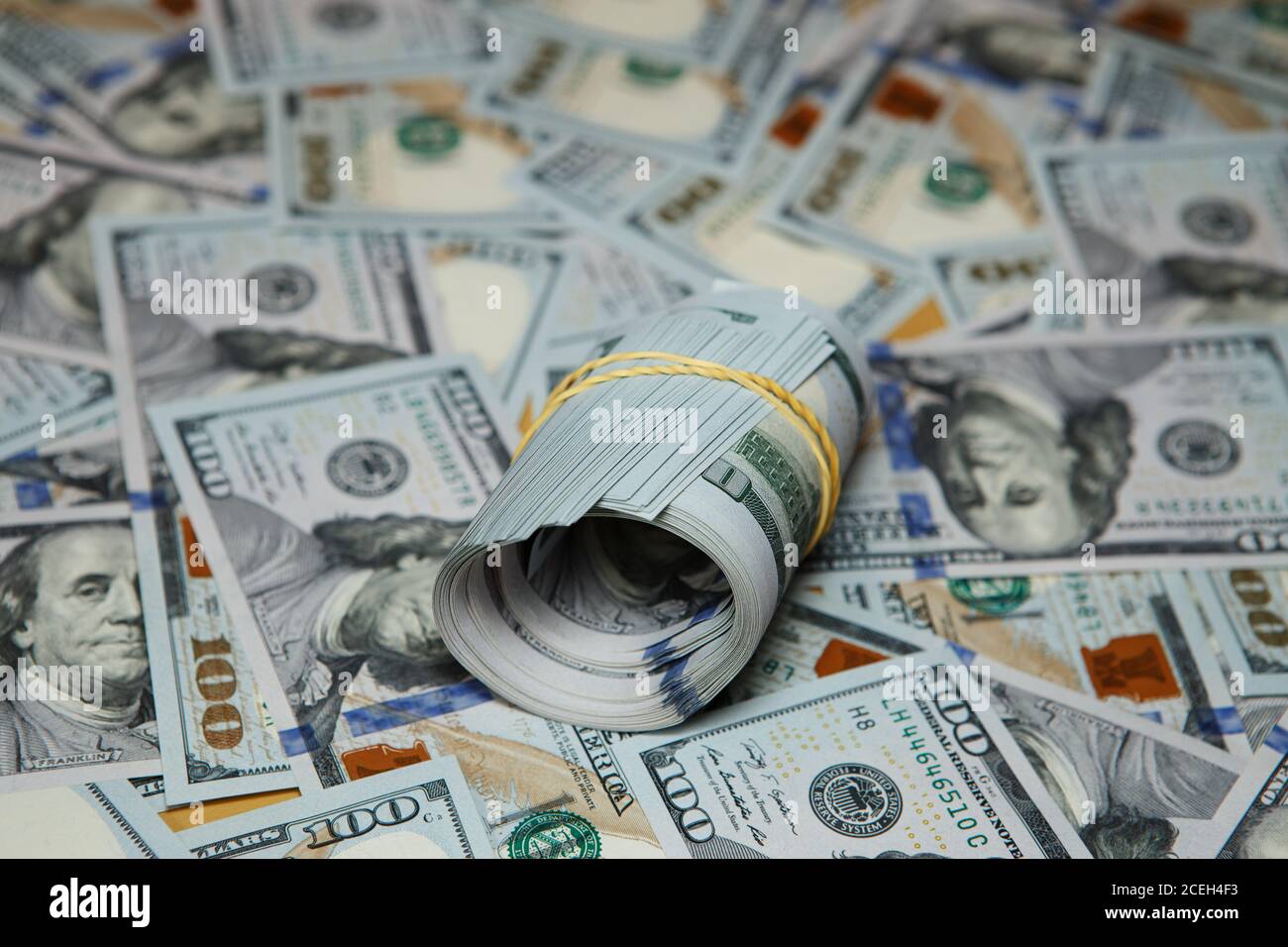 100 dollar bills. texture spilling hundred dollar bills. dollar roll on ...