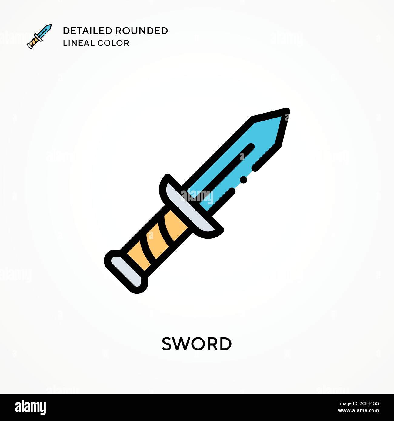 Sword detailed rounded lineal color. Modern vector illustration ...