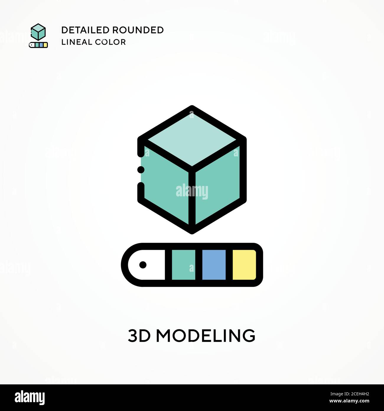 3d modeling detailed rounded lineal color. Modern vector illustration ...