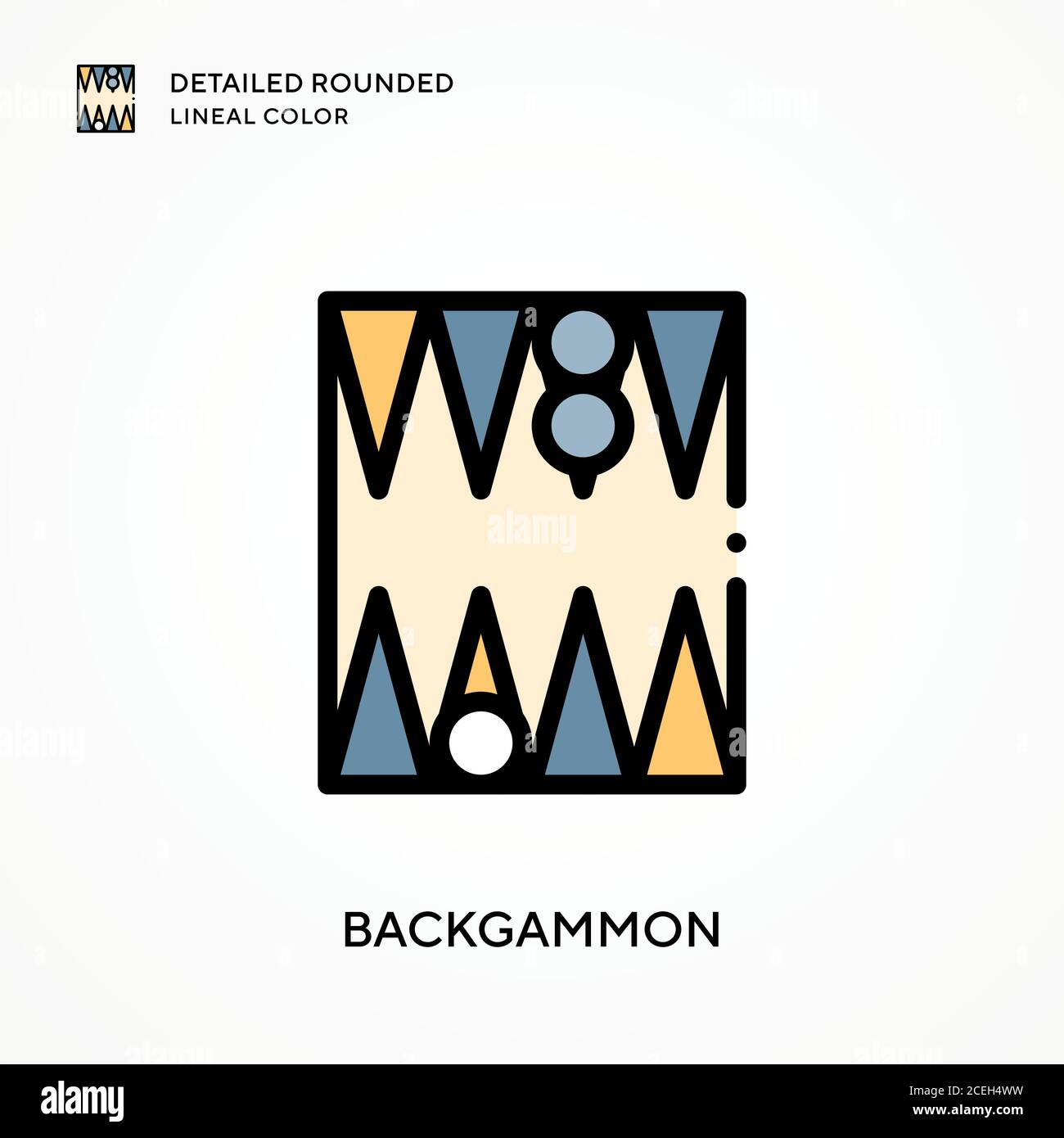 Backgammon detailed rounded lineal color. Modern vector illustration ...