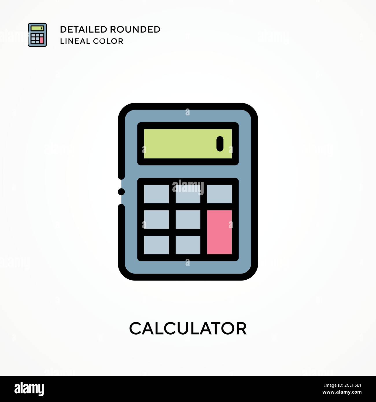 Calculator detailed rounded lineal color. Modern vector illustration ...