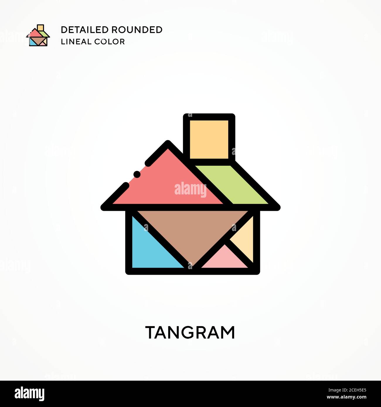 Tangram detailed rounded lineal color. Modern vector illustration ...