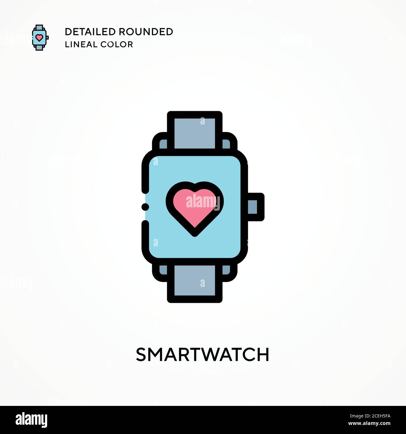 Smartwatch detailed rounded lineal color. Modern vector illustration ...