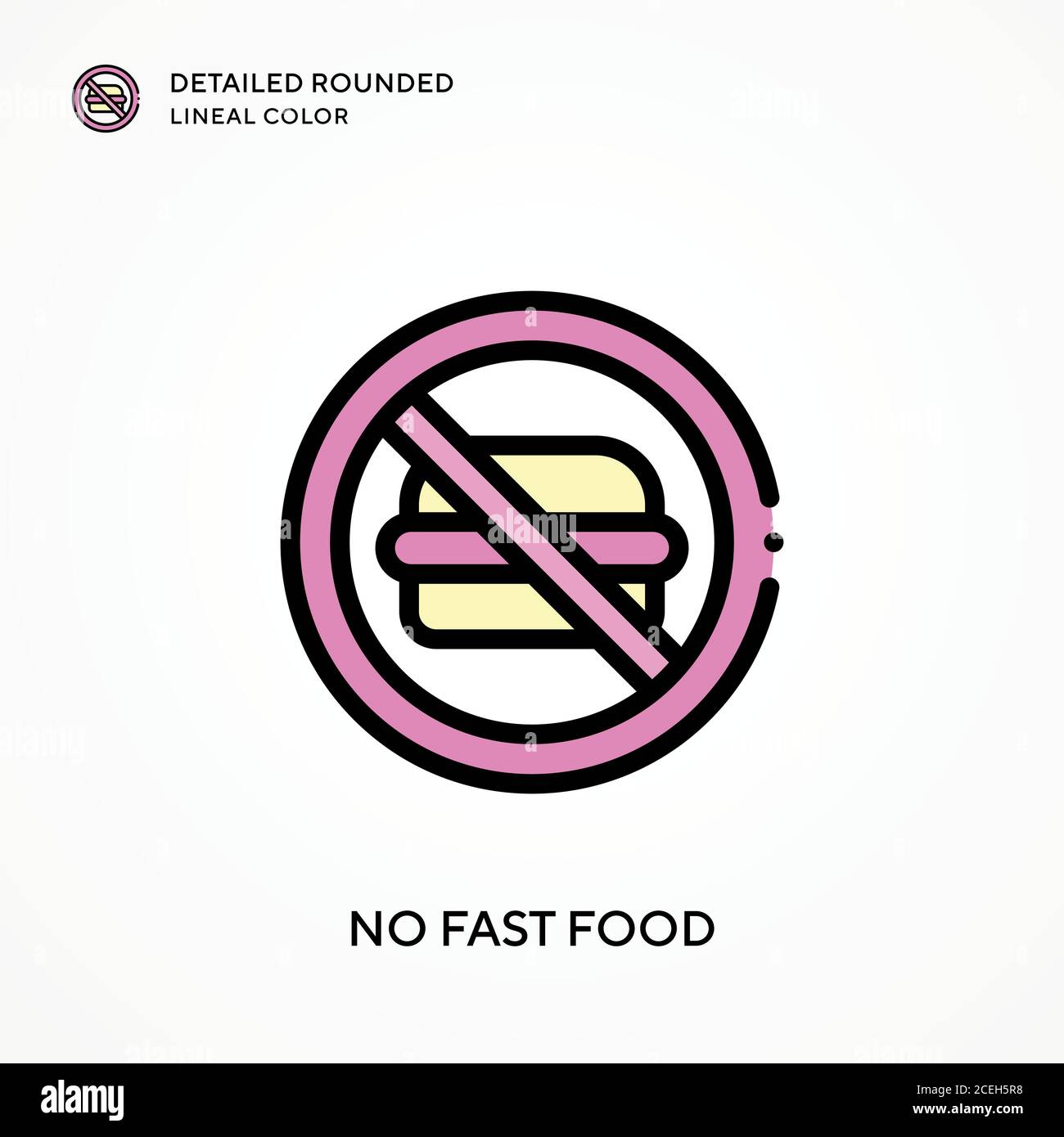 No fast food detailed rounded lineal color. Modern vector illustration ...
