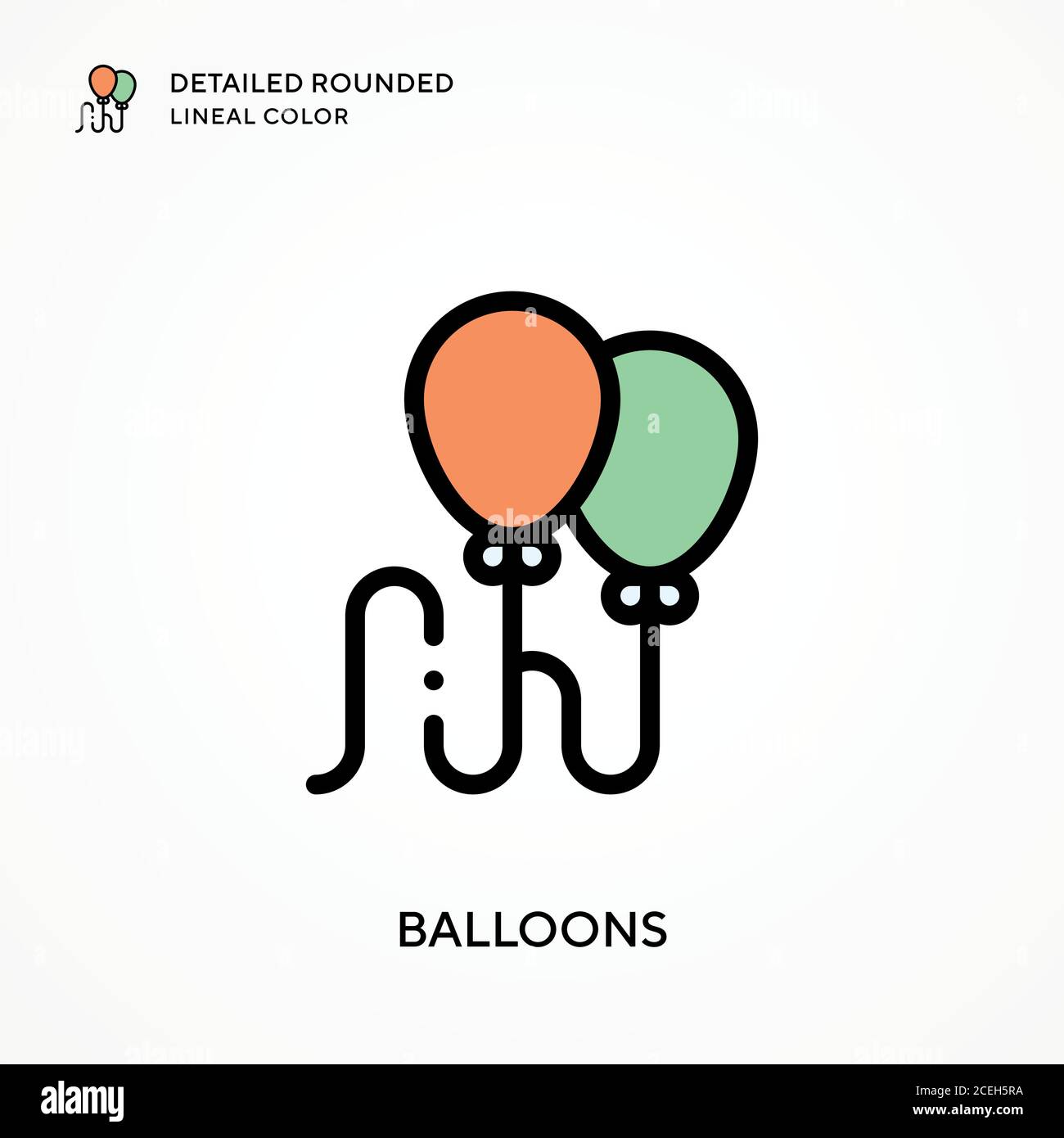 Balloons detailed rounded lineal color. Modern vector illustration ...