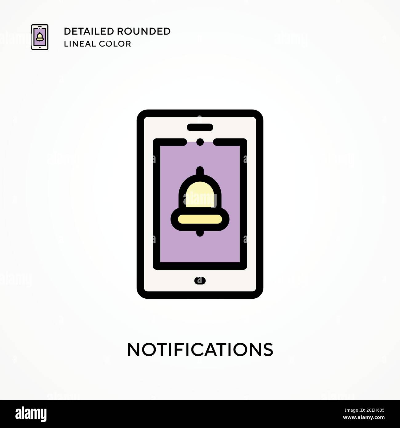 Notifications detailed rounded lineal color. Modern vector illustration ...
