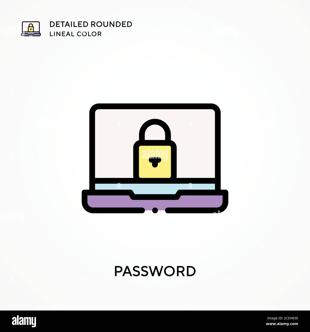 Password detailed rounded lineal color. Modern vector illustration ...