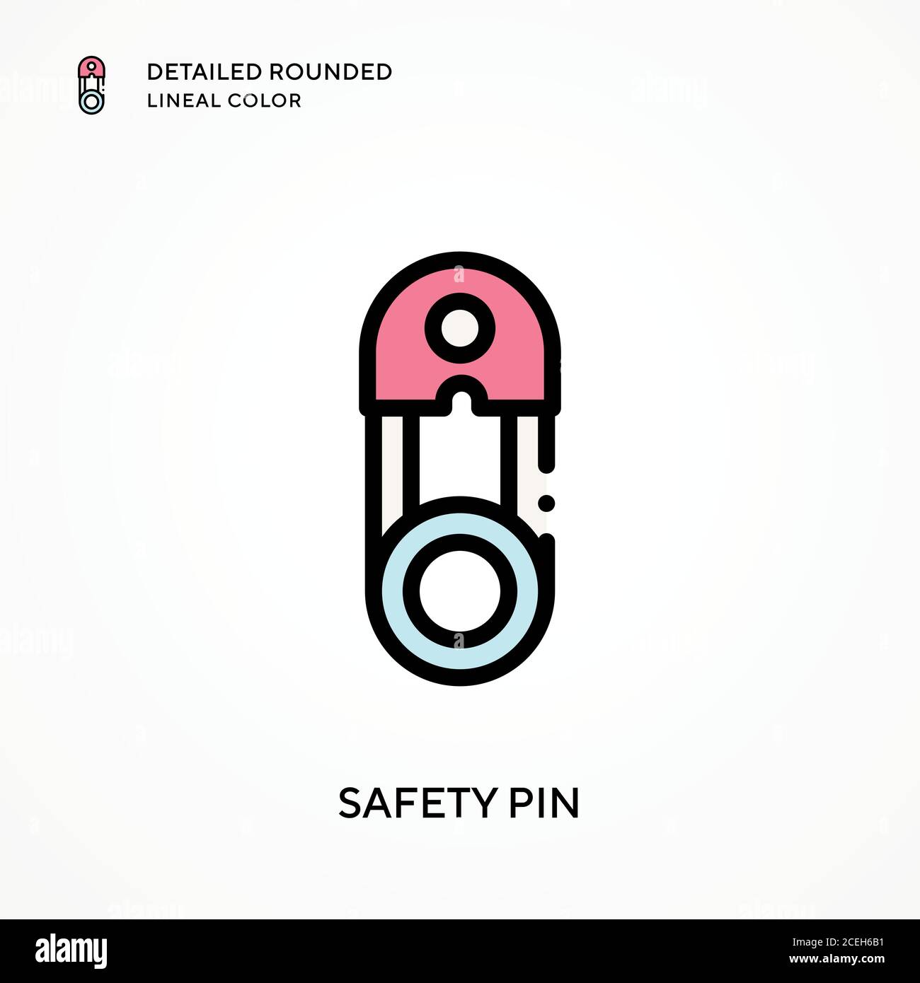 Safety pin detailed rounded lineal color. Modern vector illustration ...