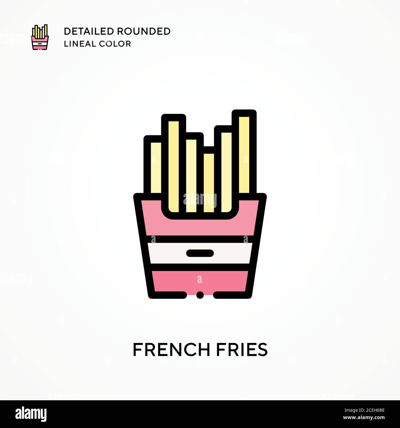 French fries detailed rounded lineal color. Modern vector illustration concepts. Easy to edit ...