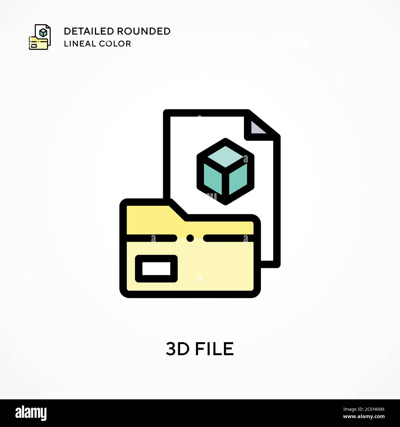 3d file detailed rounded lineal color. Modern vector illustration ...