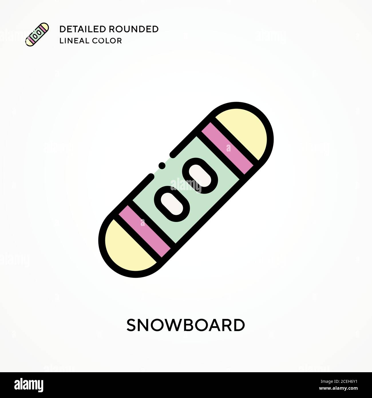 Snowboard detailed rounded lineal color. Modern vector illustration concepts. Easy to edit and ...