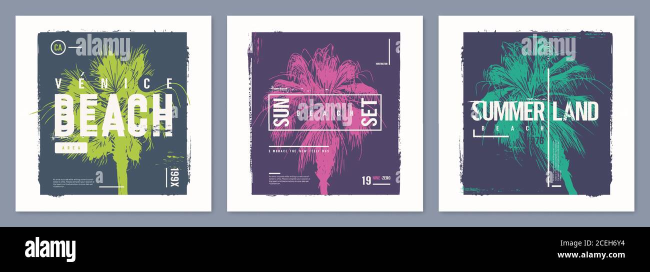 Collection of three vector graphic t-shirt designs, posters, prints on ...