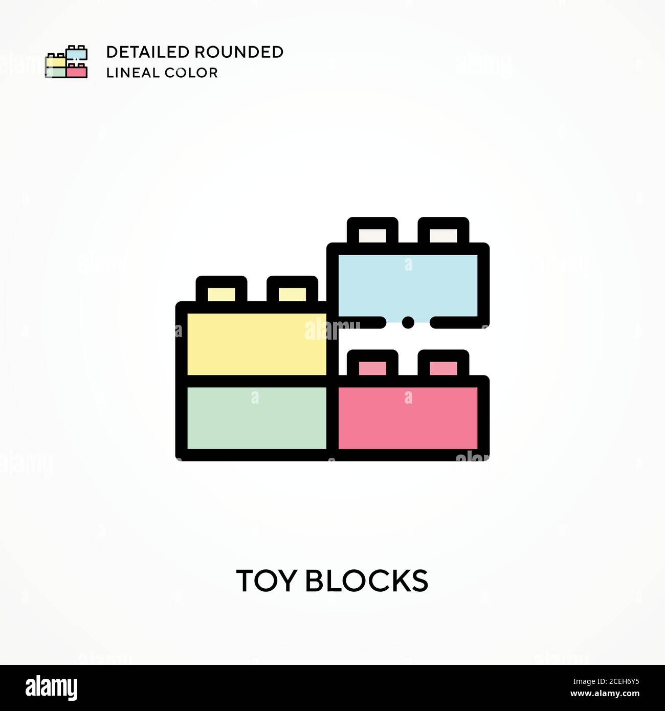 Toy blocks detailed rounded lineal color. Modern vector illustration ...