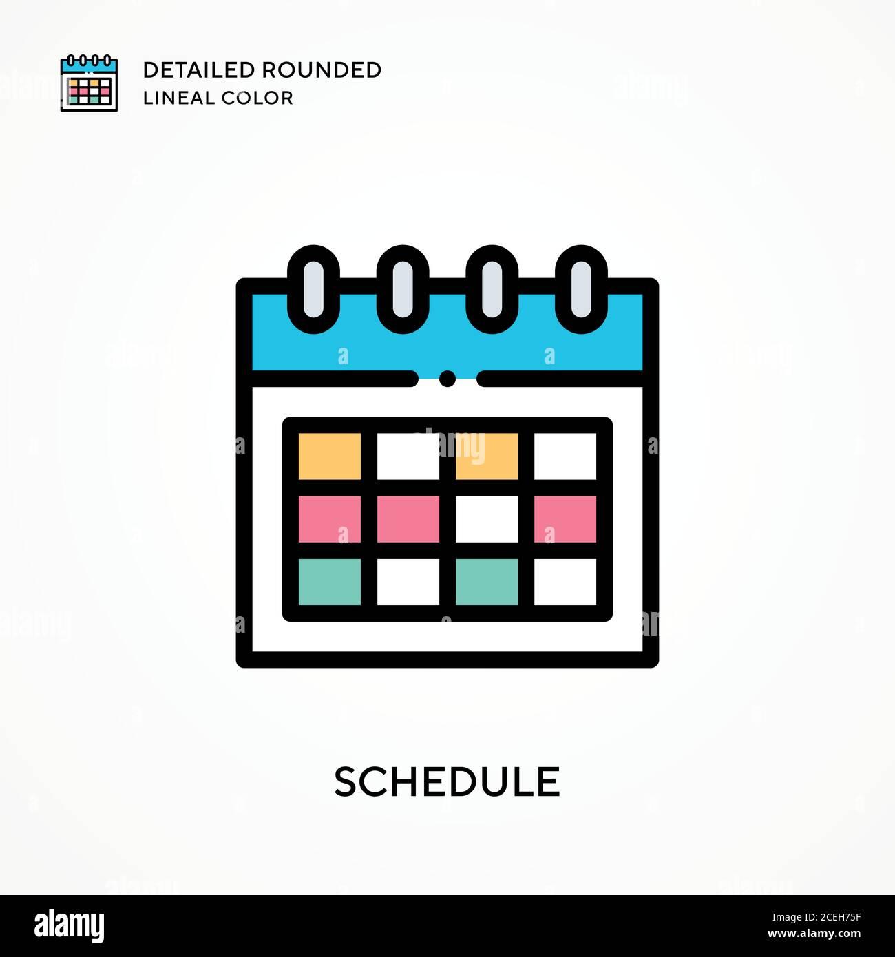 Schedule detailed rounded lineal color. Modern vector illustration ...