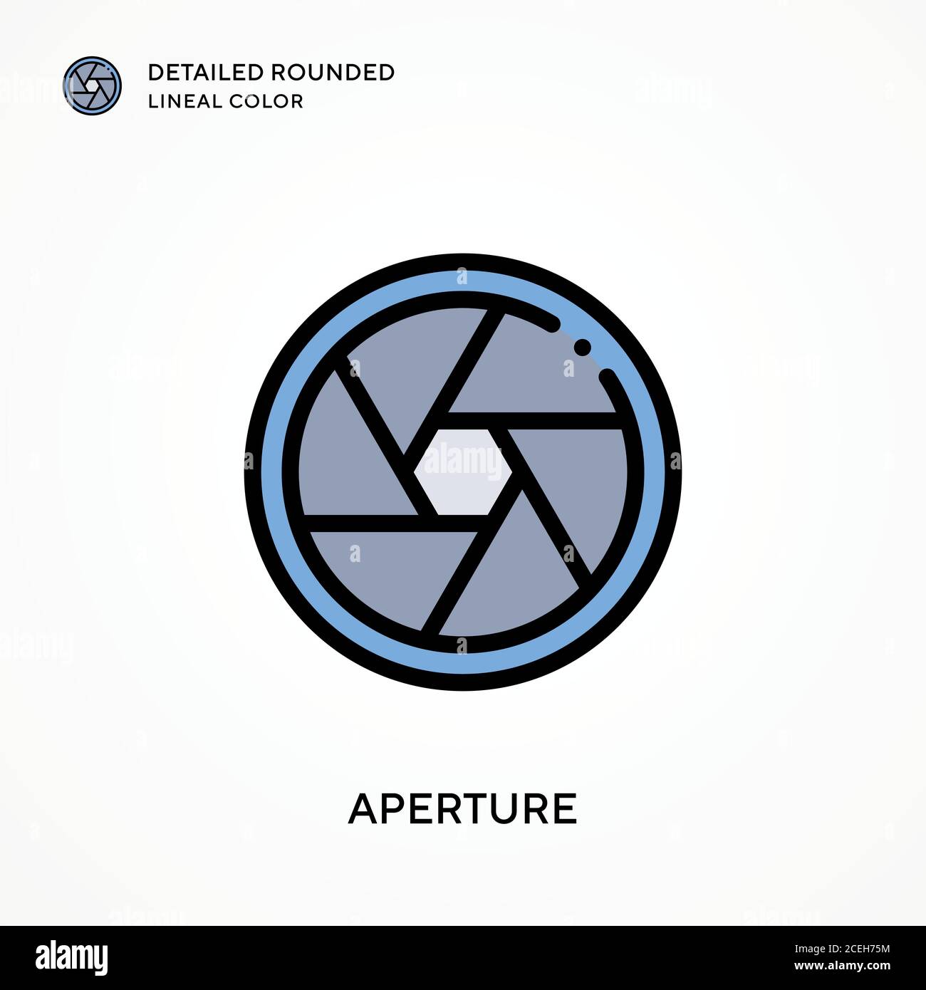 Aperture detailed rounded lineal color. Modern vector illustration ...