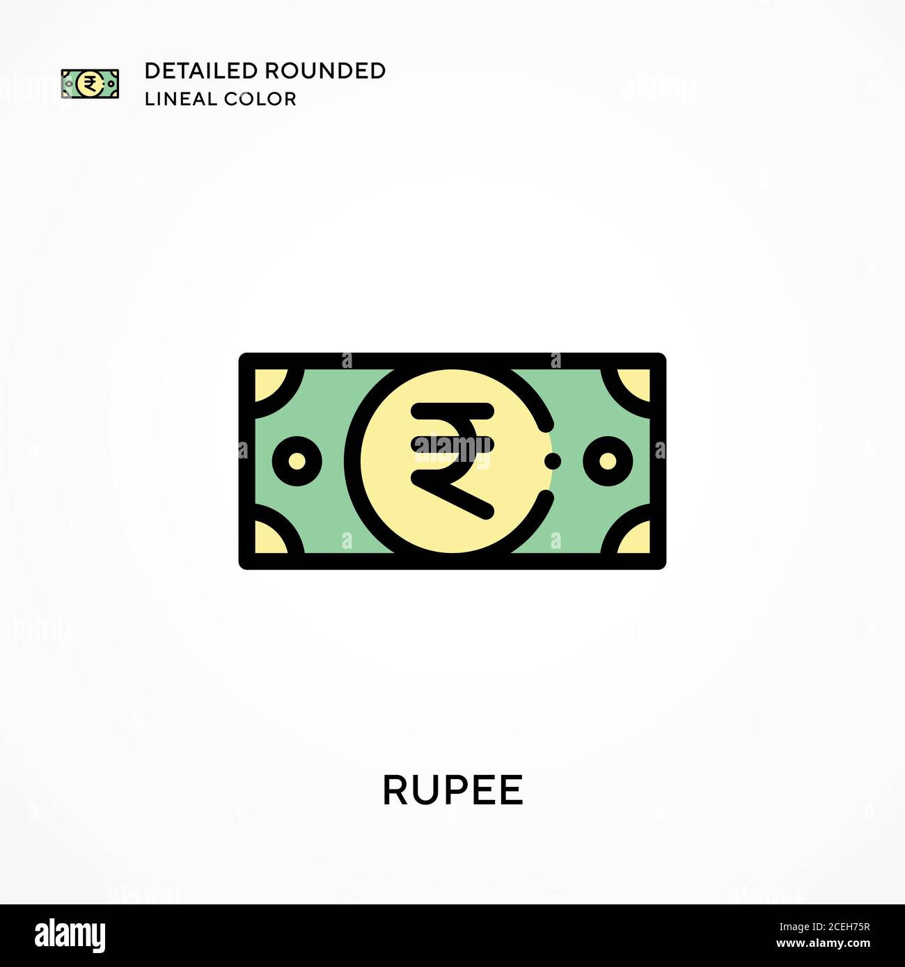 Rupee detailed rounded lineal color. Modern vector illustration ...