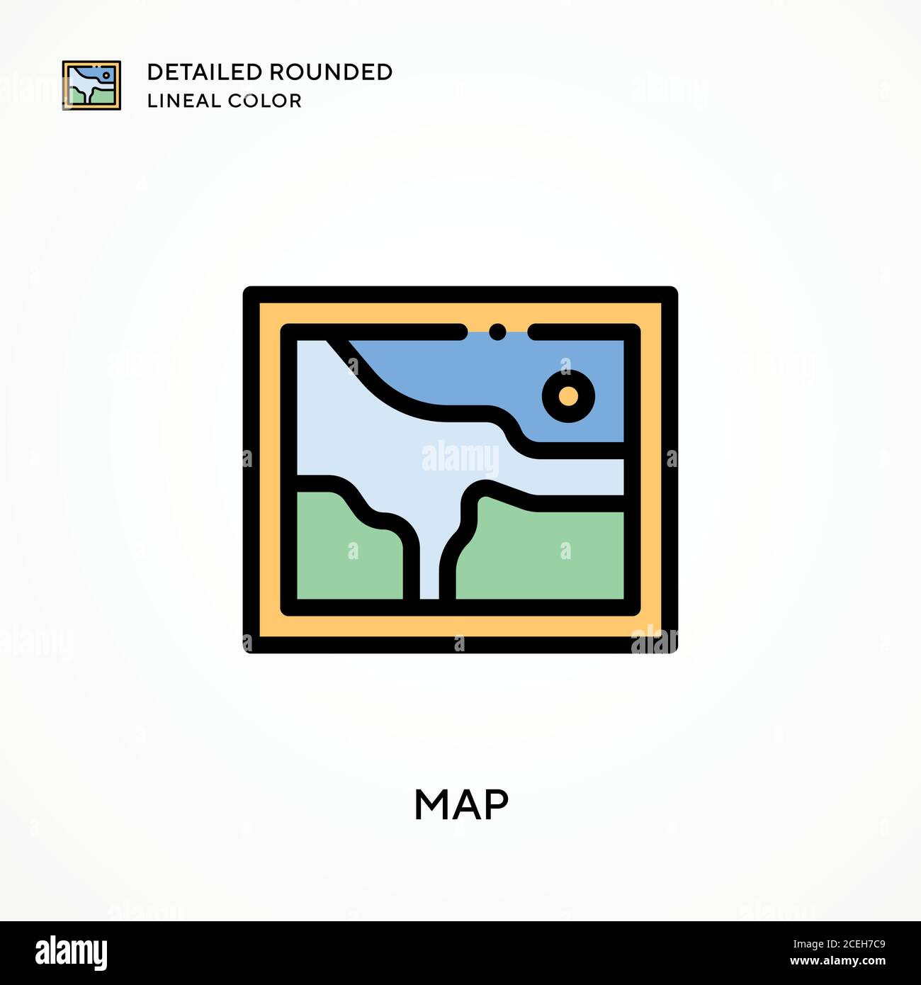 Map detailed rounded lineal color. Modern vector illustration concepts ...