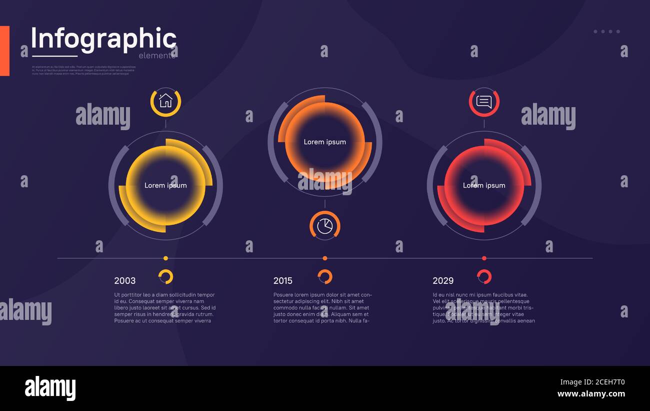 Stylish colorful vector timeline infographic template with circular ...
