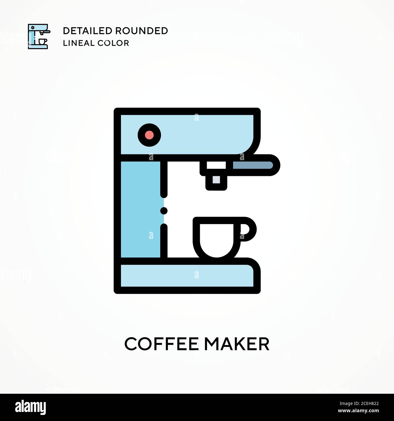 Coffee maker detailed rounded lineal color. Modern vector illustration concepts. Easy to edit ...