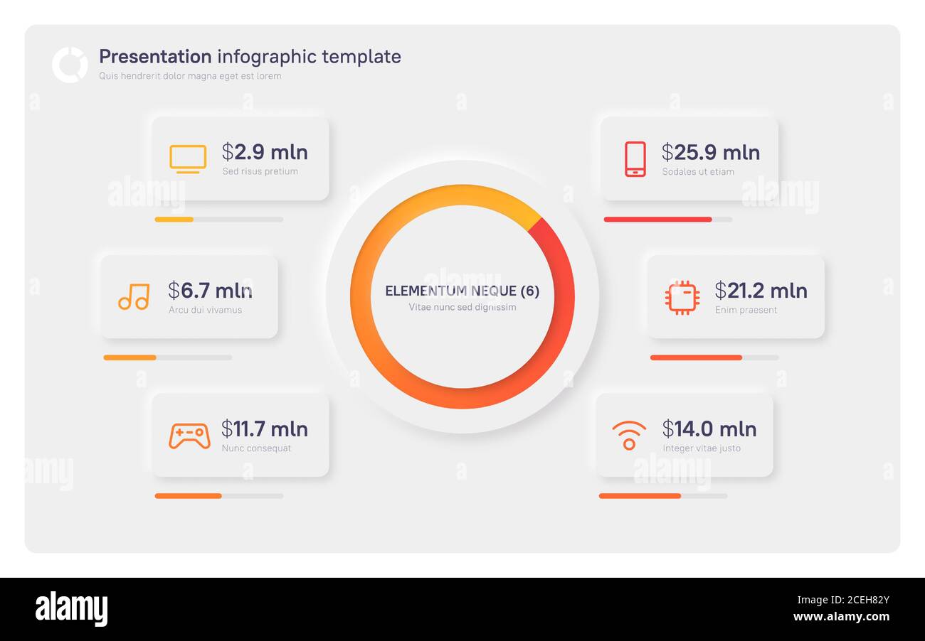 Presentation infographic template in a modern clean style. Six options ...