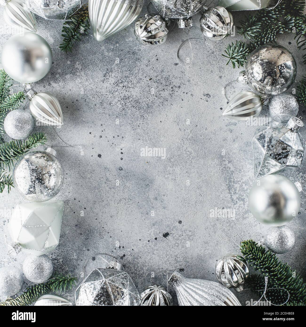 Christmas background with perimeter Christmas decorations Stock Photo ...