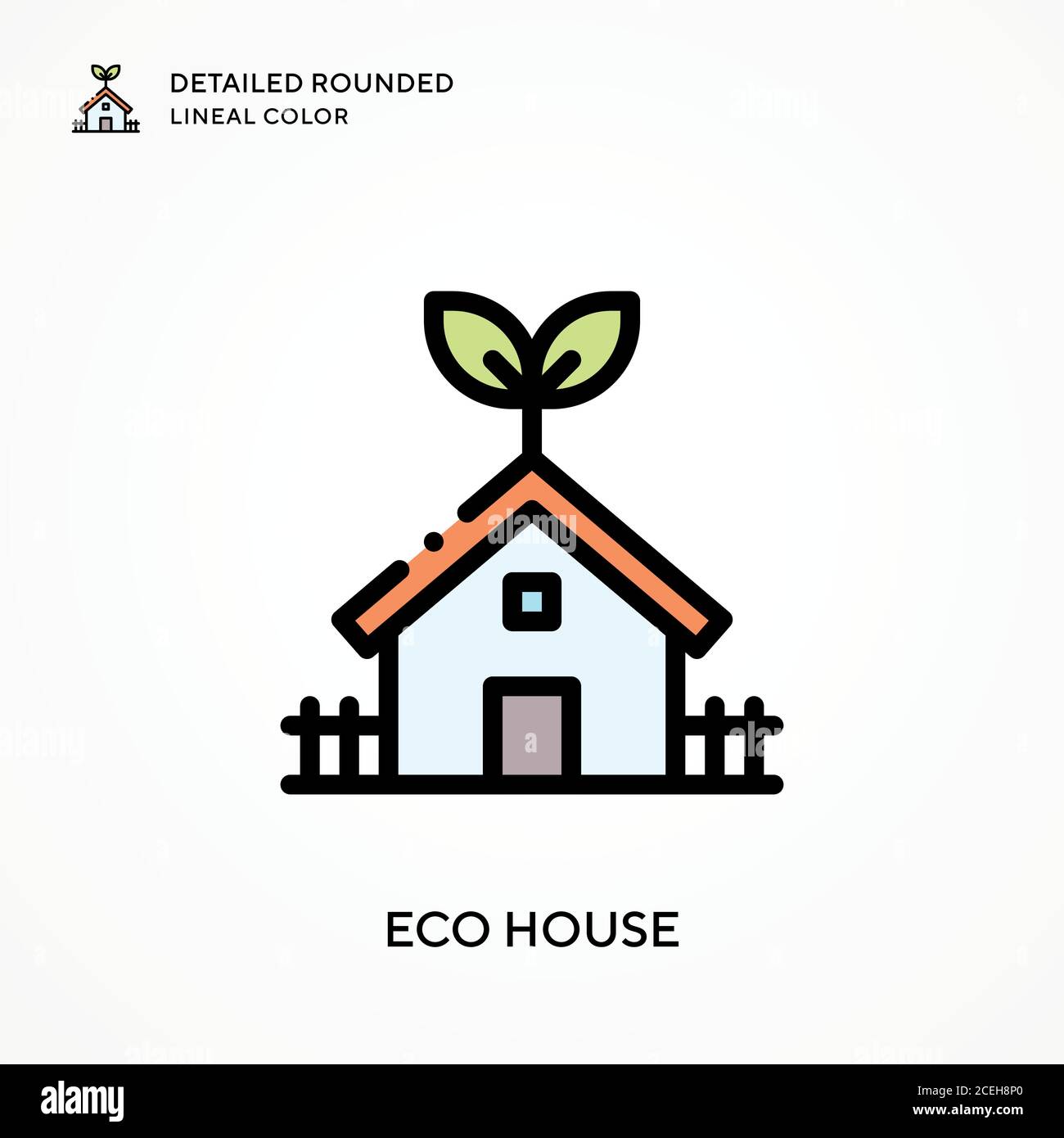 Eco house detailed rounded lineal color. Modern vector illustration ...