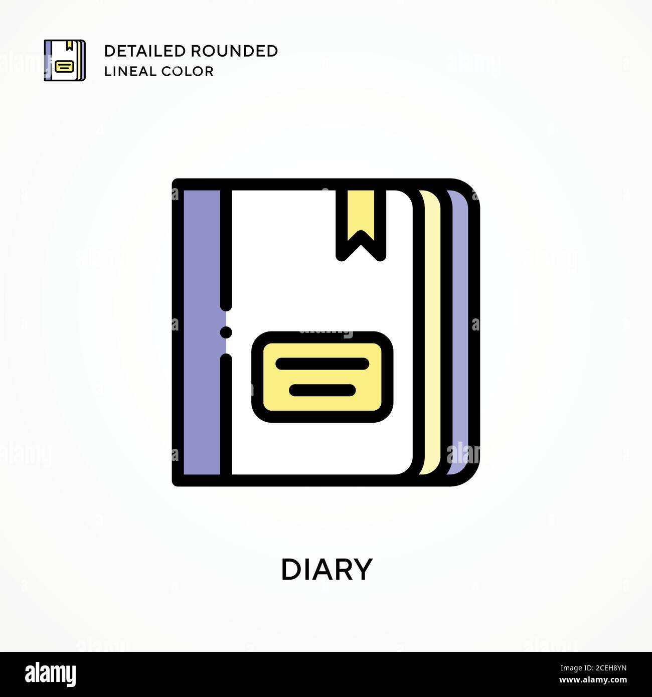 Diary detailed rounded lineal color. Modern vector illustration ...