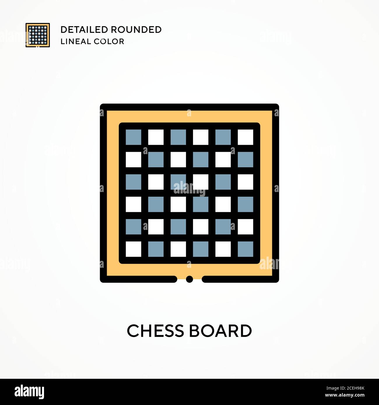 Chess board detailed rounded lineal color. Modern vector illustration ...