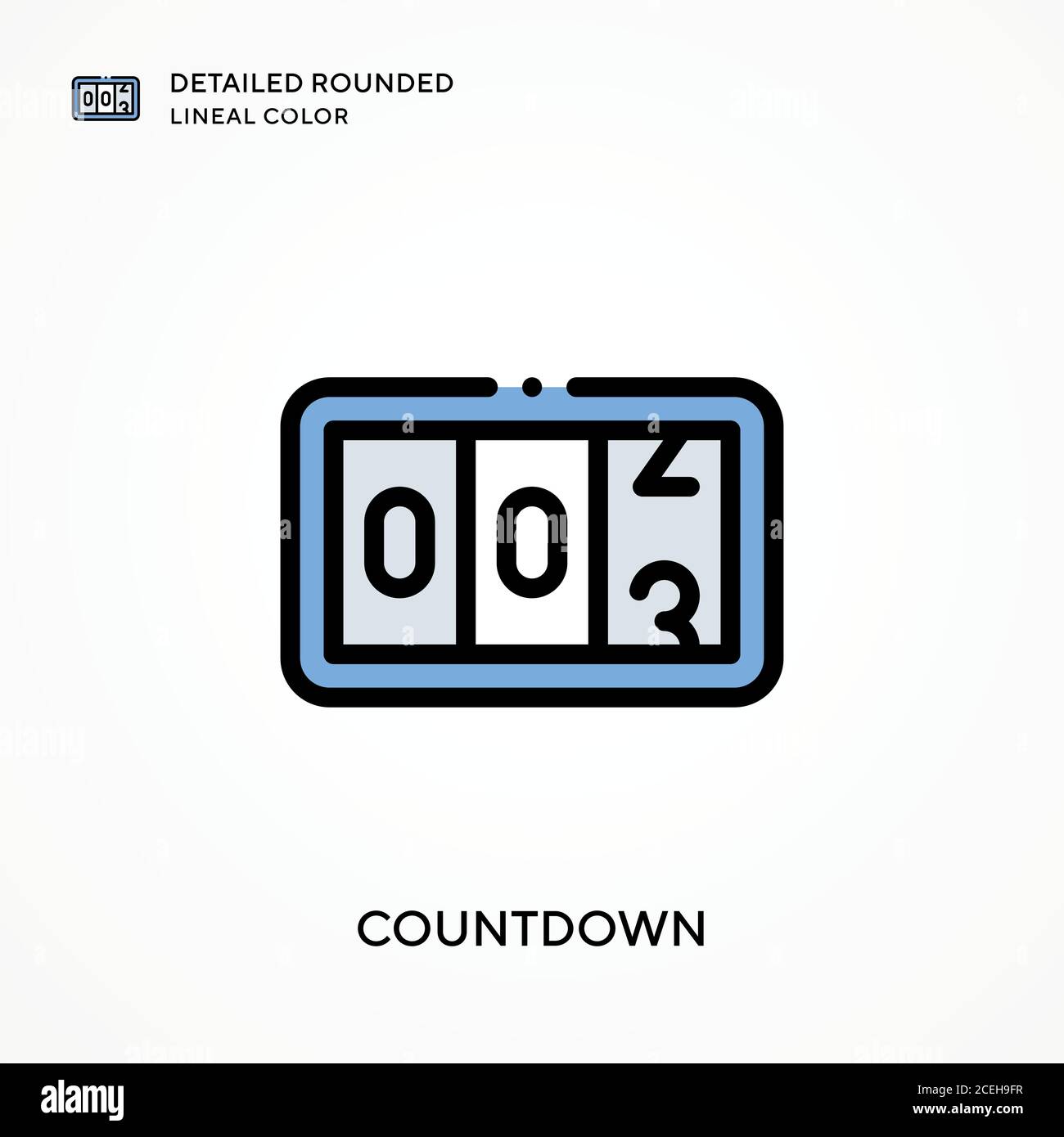 Countdown detailed rounded lineal color. Modern vector illustration ...