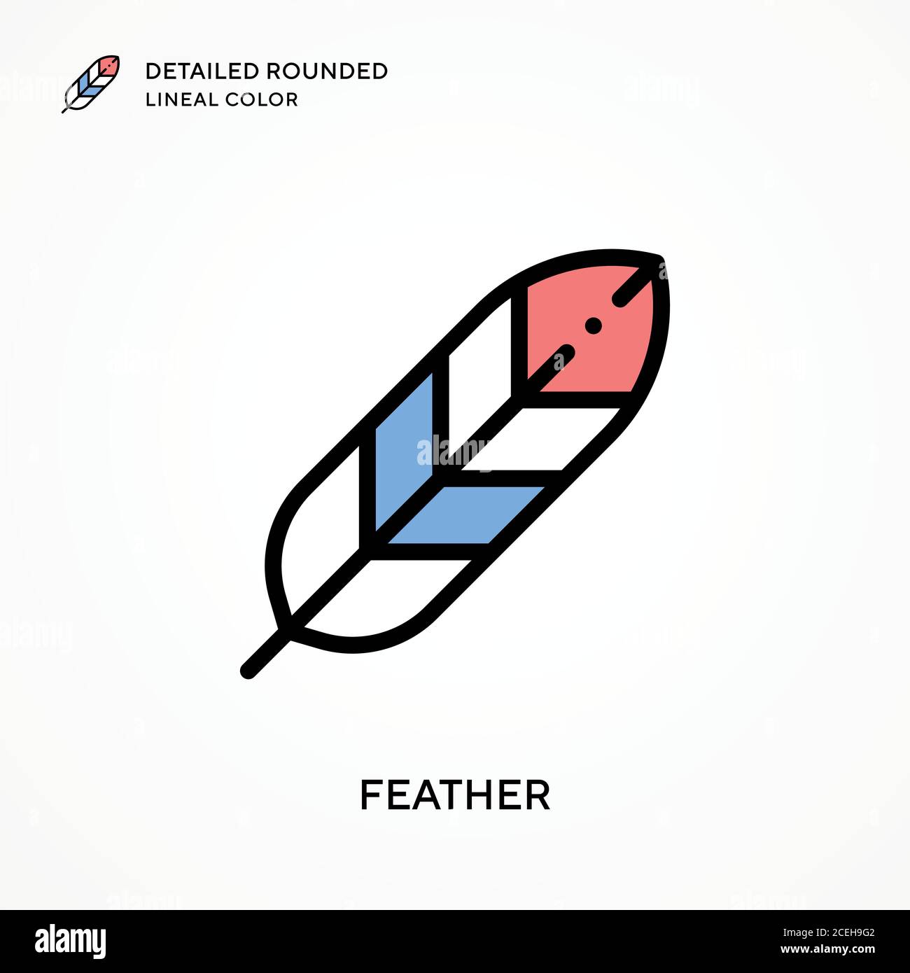 Feather detailed rounded lineal color. Modern vector illustration ...